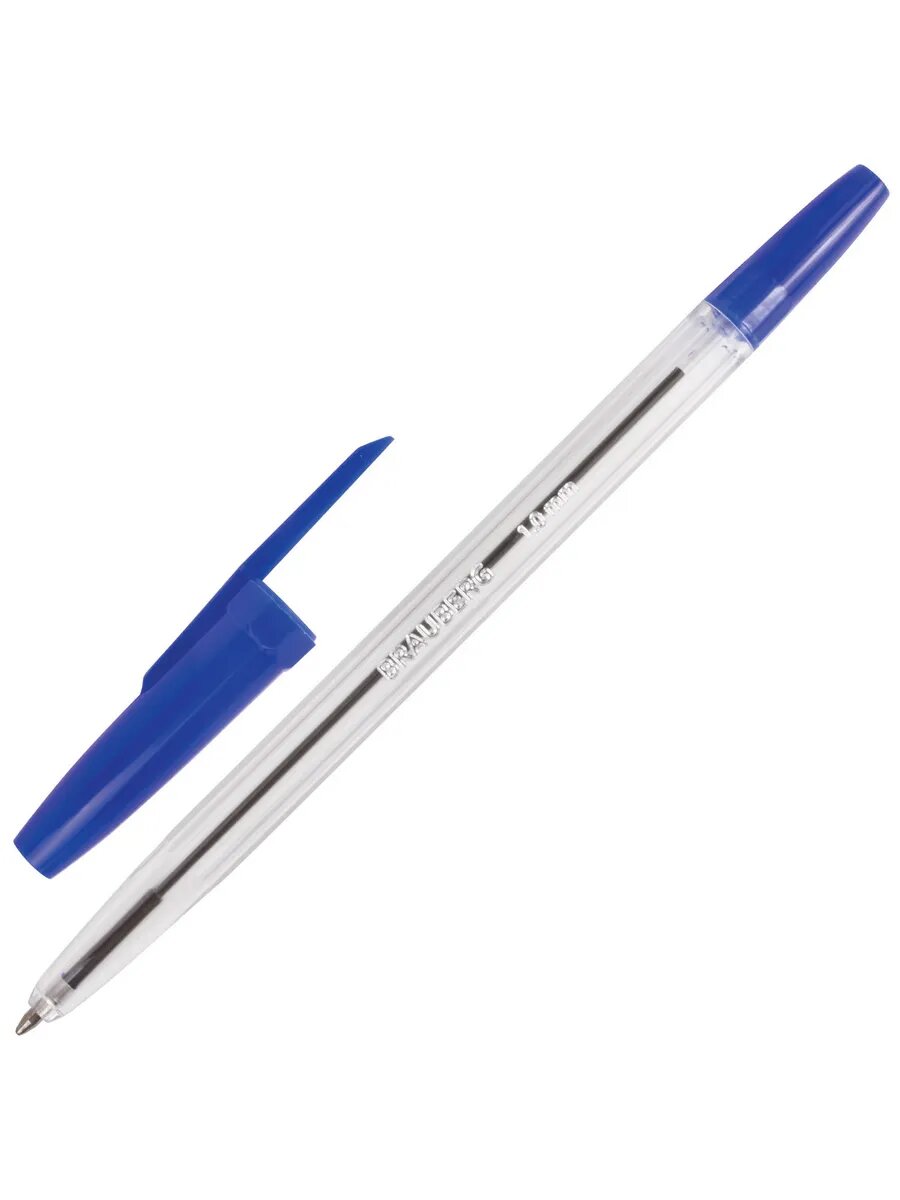 Ручка шариковая BRAUBERG "Line", синяя, корпус прозрачный.