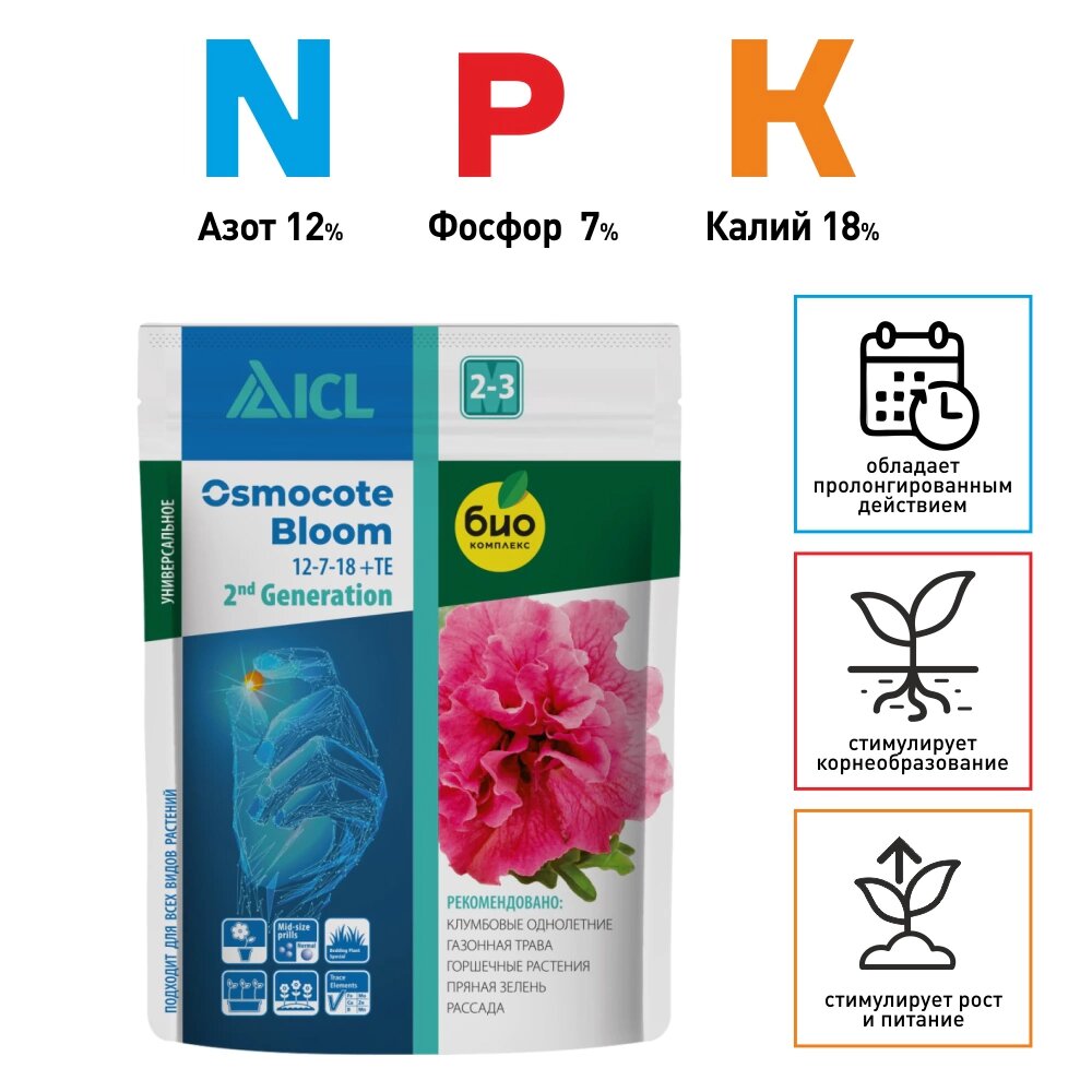 Удобрение БИО-комплекс "Осмокот Блум", универсальное, минеральное, пролонгированного действия, 250г