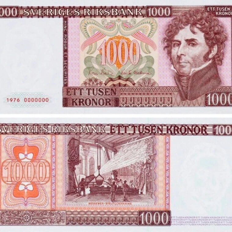 Швеция 1000 крон 1976 года, сувенирная копия, банкноты и купюры редкие коллекционные
