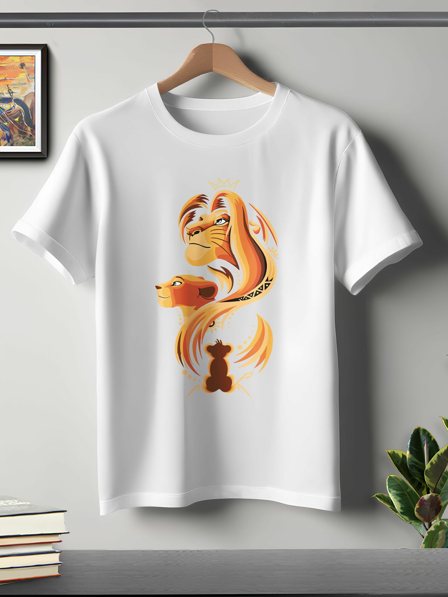 Футболка ONEQ унисекс 56-58 (3XL) размер с принтом Король лев, белая