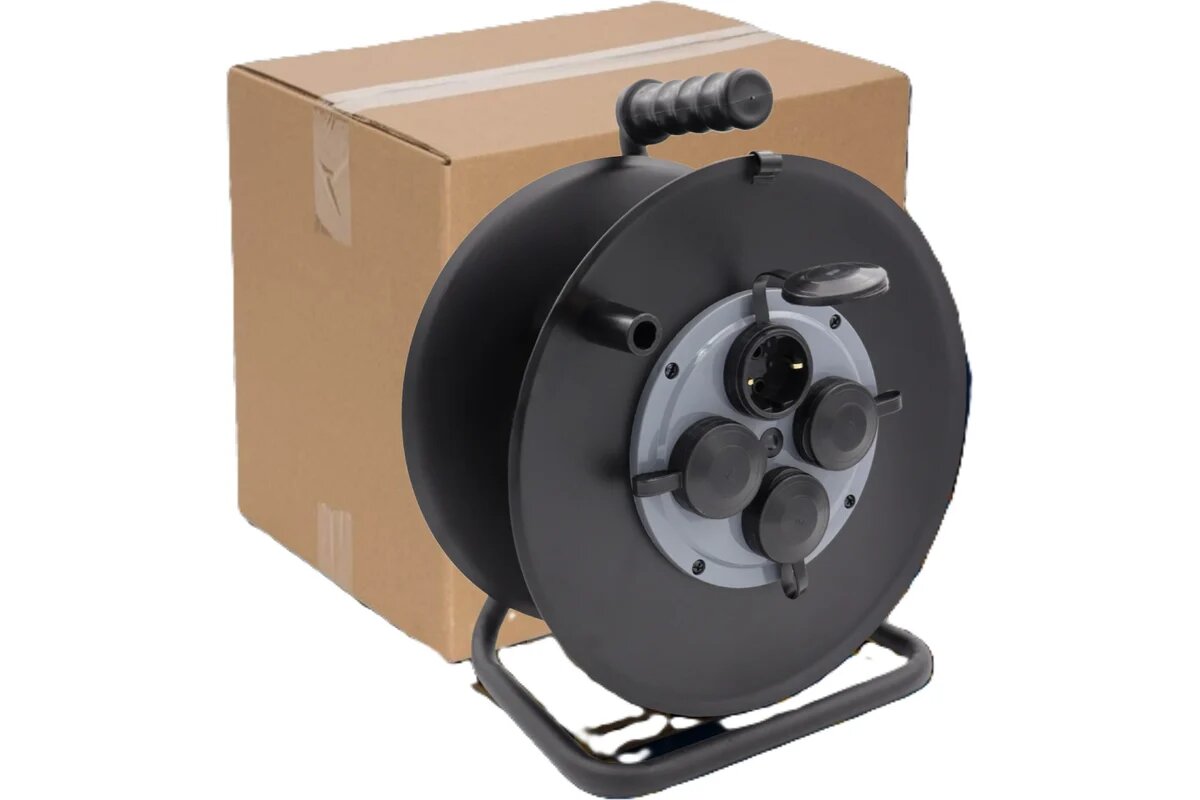 SVET Удлинитель без провода хозяйственный УХ 16-4-хх КМ катушка без провода металлическая, 4 розетки без заземления, IP20, УХЛ2 3106-00011