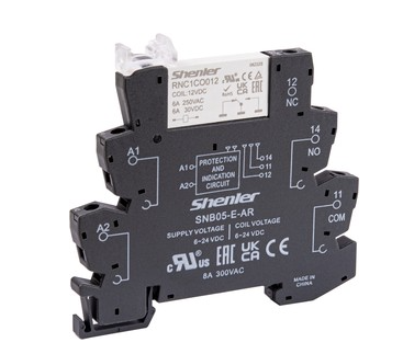 RNC1CO012/SNB05-E-AR Реле интерфейсное с колодкой, винтовой зажим, 1CO, 6A(250VAC), 12VDC, LED, W=6.2mm