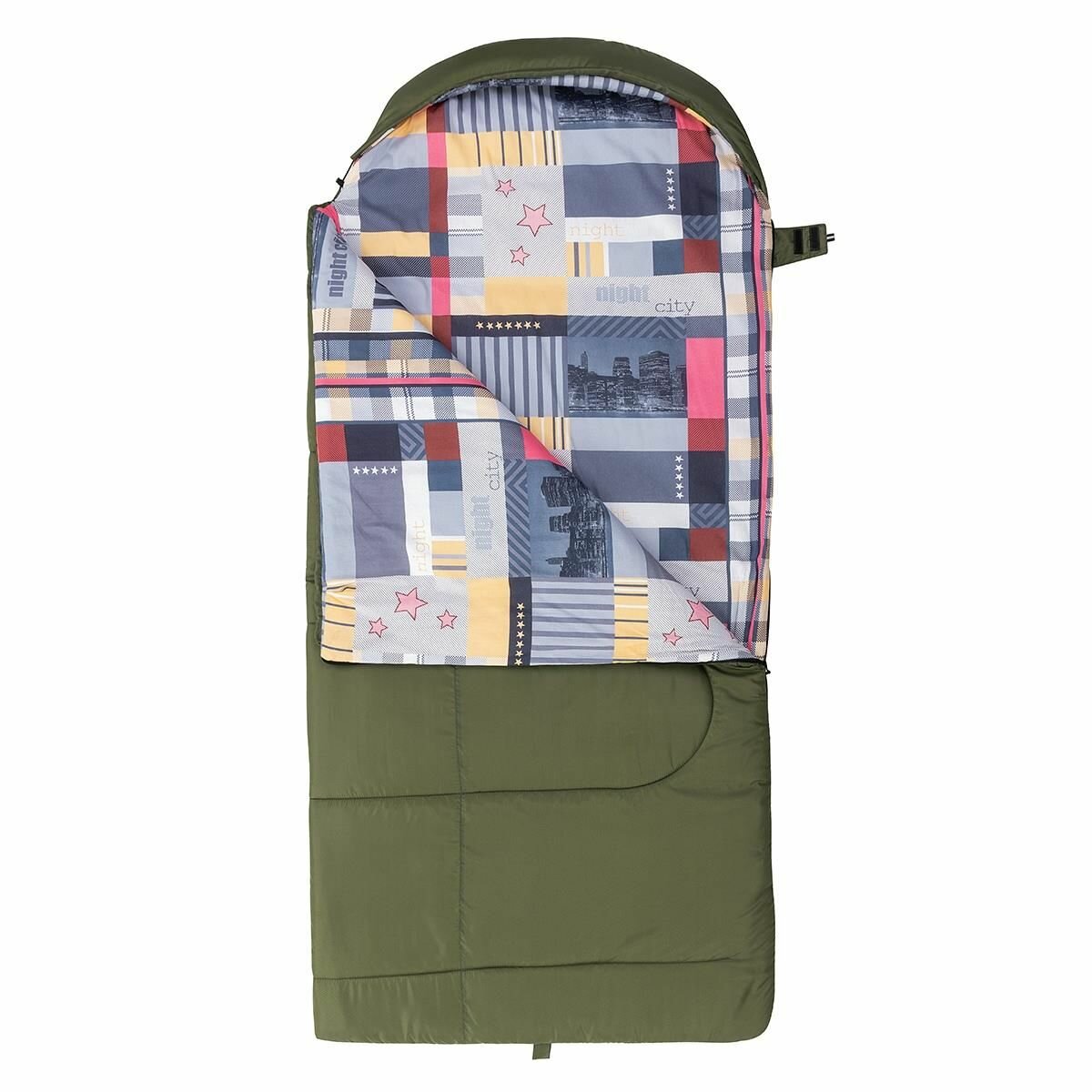 Спальный мешок NISUS TRAVEL Wide Plus 300 зелёный (220х106) Hollowfiber (N-SB-H300-220x106)