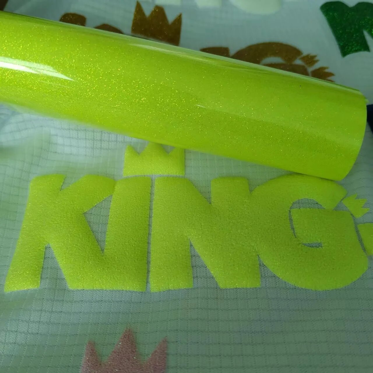 3D теплопередающий винил CHEONET для нанесения логотипа Зеленый, NeonYellow Glitter