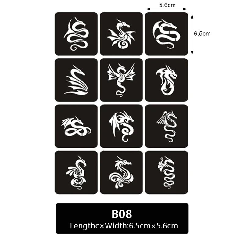 Многоразовые трафареты для татуировок B08