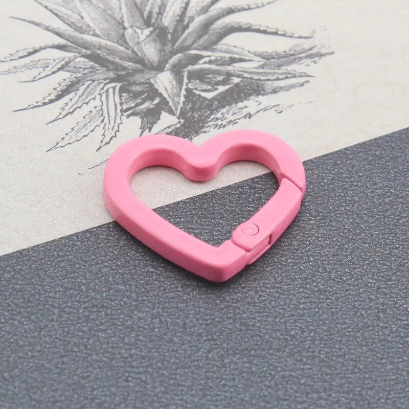 Металлические пружинные застежки-карабины в форме сердца 5-15 шт. Розовый, 22X21mm 5PCS-LOT, Pink