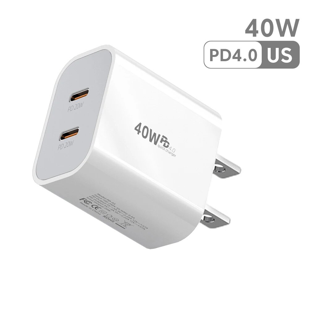 Olaf 40 Вт USB C Зарядное устройство Quick Charge QC 3.0 Dual PD Зарядное устройство типа C Адаптер быстрого зарядного устройства для iPhone Xiaomi Samsung Huawei Phone US Plug