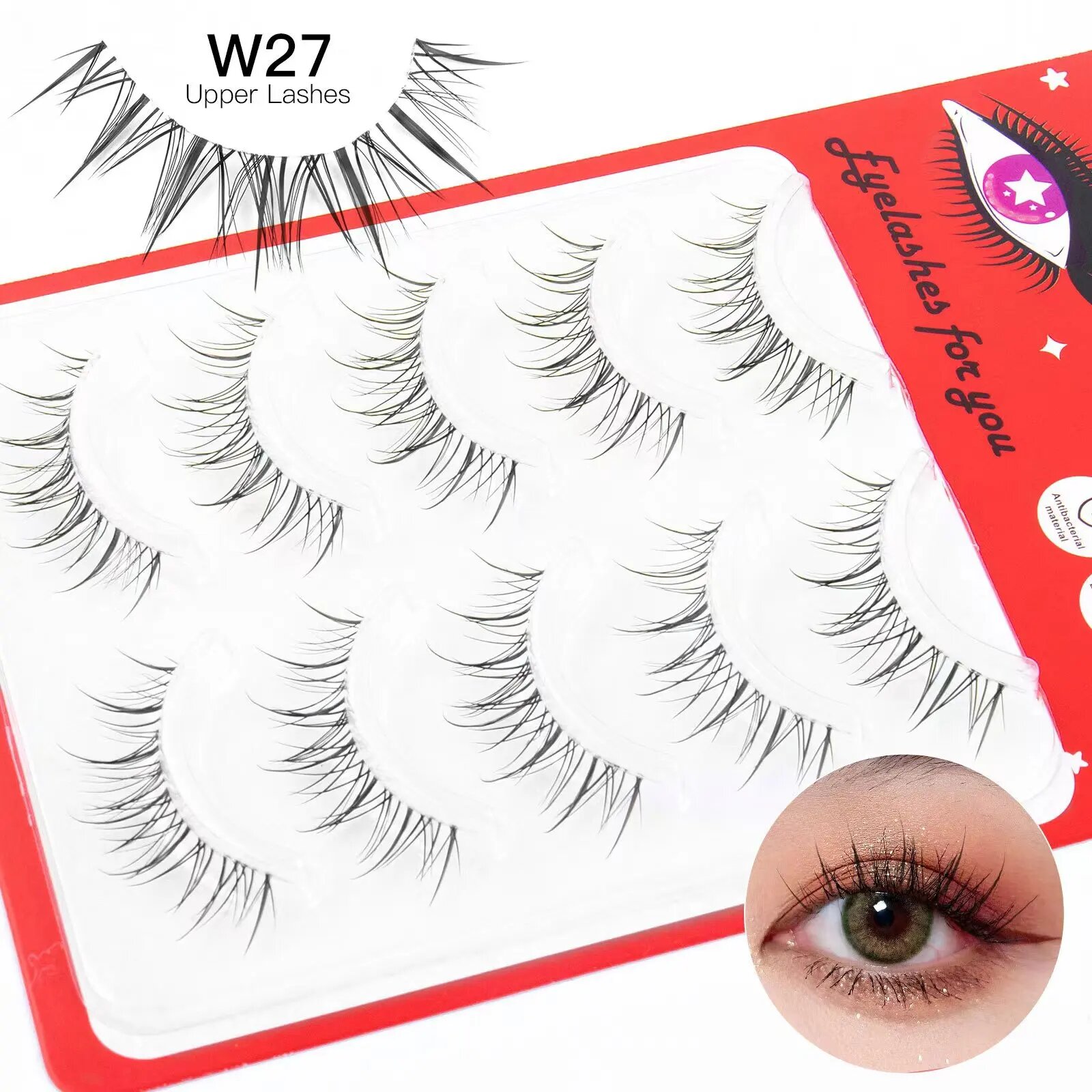 Накладные ресницы W27, 5 пар, цвет 5Pairs-W27
