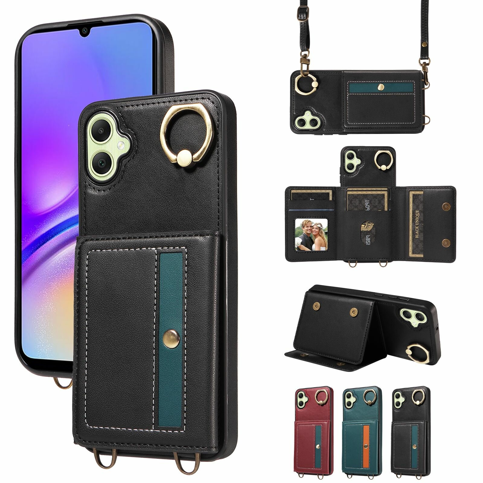 Чехол для Samsung Galaxy A05 4G/ Самсунг Галакси А05 с отделением для карты, Чехол-кошелек для Кожа высокого качества