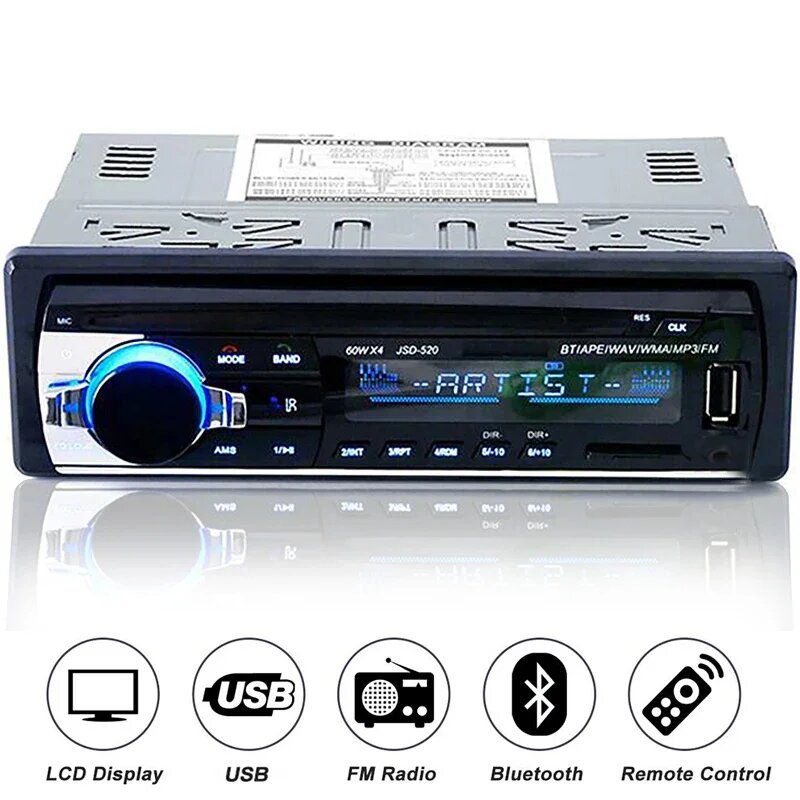 12/24 в 60 вт * 4 Bluetooth аудио радио мультимедийный автомобильный mp3-плеер автомобильный радиоприемник с поддержкой USB TF FM AUX 12V