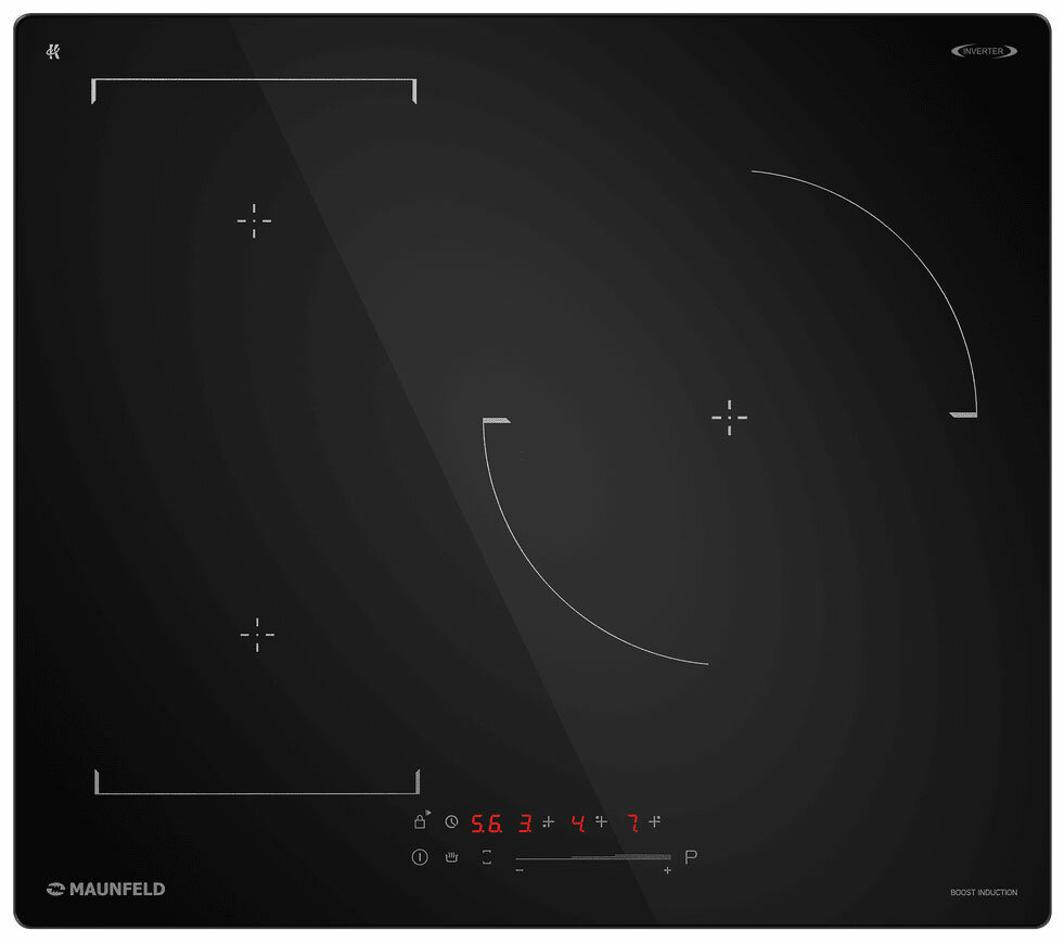Электрическая варочная панель Maunfeld CVI593SBBK Inverter 59 см, 3 конфорки стеклокерамика, черный