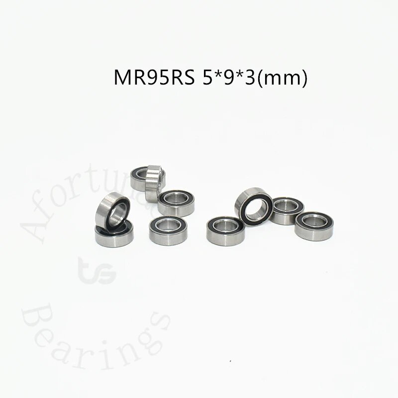 Шаровые подшипники Afortunado MR95RS, 10 шт, 5*9*3 мм, хромированная сталь, с резиновым уплотнением