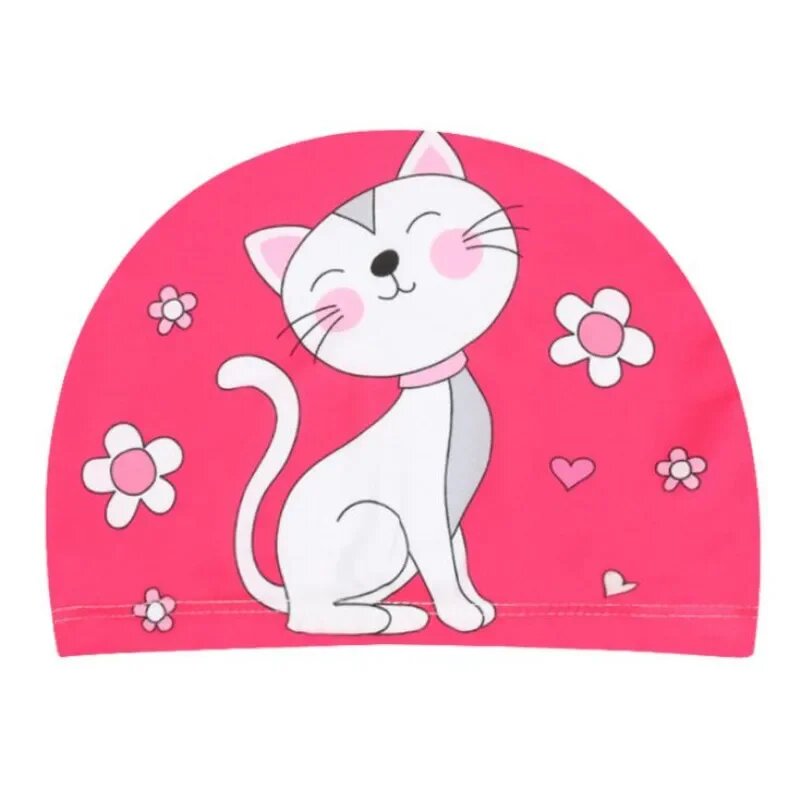 Детская плавательная шапочка с котиком, Розовый, Style 12