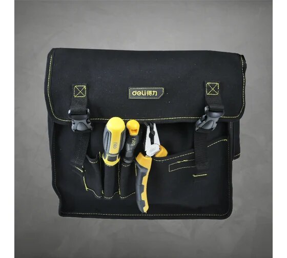 Сумка-планшет для инструментов DELI DL-P6 320x110x310мм (7 карманов, плечевой ремень, ткань канвас) 130330