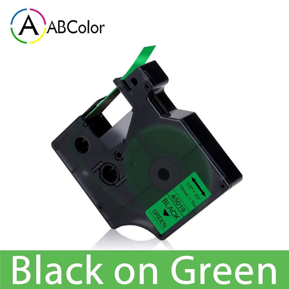 Лента для принтера этикеток Black on Green 12 мм