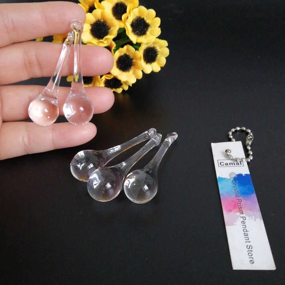 Camal 5 шт. прозрачный 55 мм/2,16 с украшением в виде кристаллов с дождевыми каплями Люстра призмы подвески лампы освещения с ЧПУ Висит вечерние дома Шторы Декор