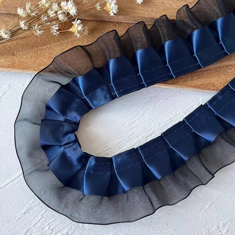 Синие кружевные ленты, 2.5см, 1 метр Темно-синий, navy blue-1-4cm