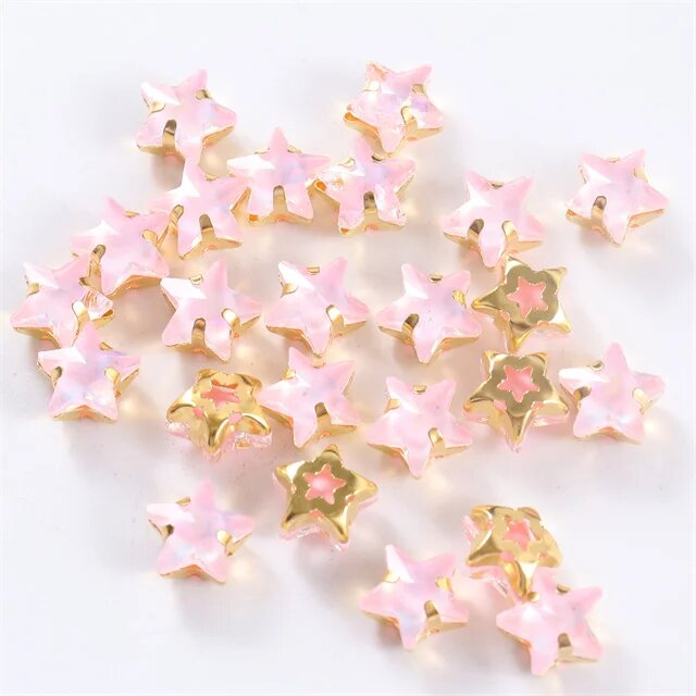 Стразы стеклянные звёзды Mid-July 20шт Розовый, Pink