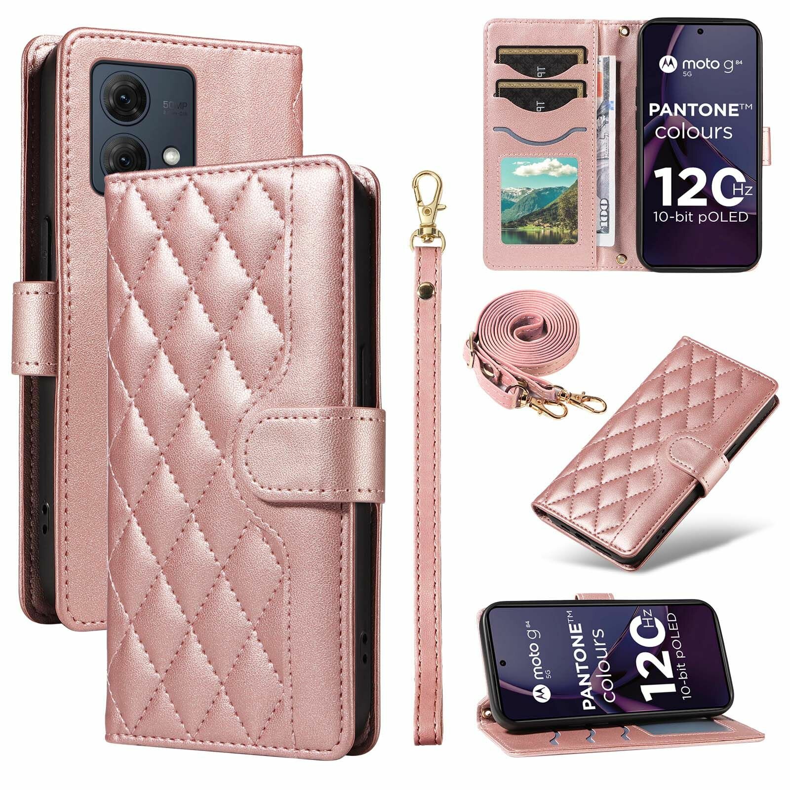 YIKATU Кожаный Чехол Для Motorola Moto G84 (Моторола Мото G84) С визитницей из экокожи, модный, против падения, подарочный, элитный, книжка