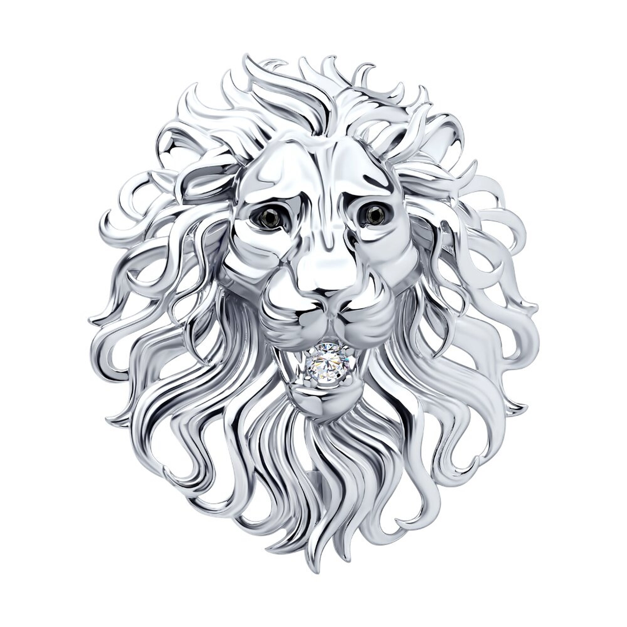 Брошь, серебро, 925 проба, родирование, фианит