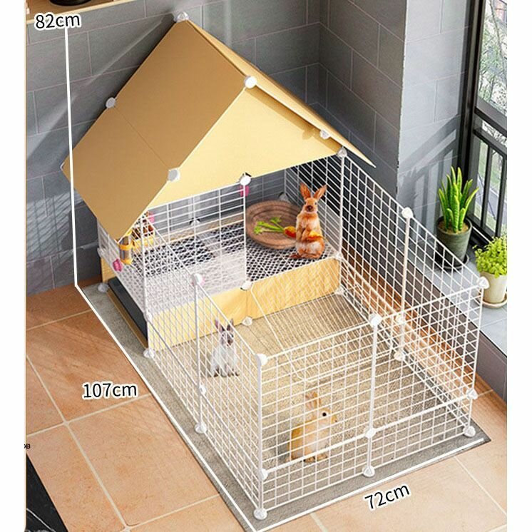 Клетка для кроликов Large space villa style, 107*72*82 см, Желтый, стиль виллы -lj