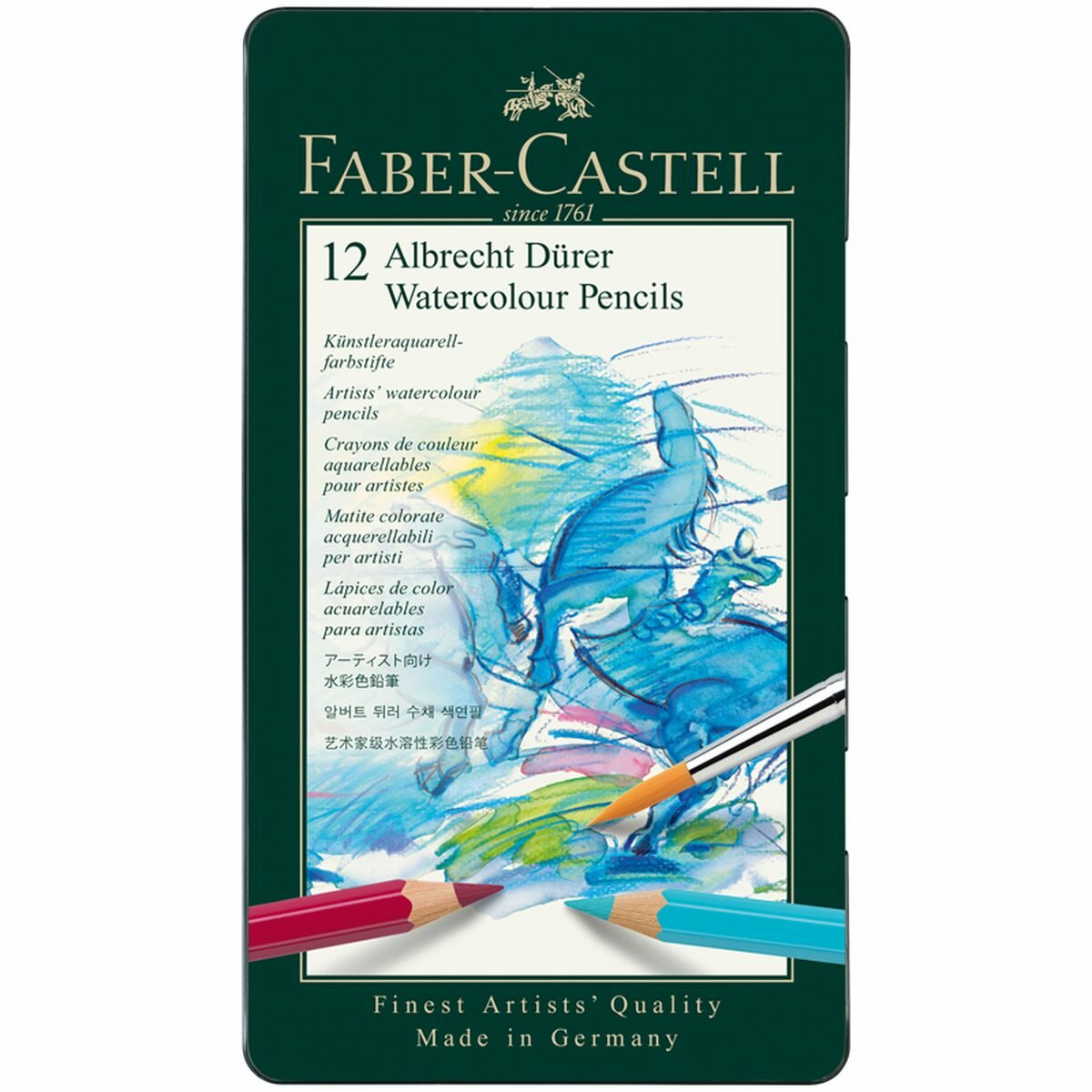 Карандаши акварельные 12 цветов Faber-Castell Albrecht Durer (d=3.8мм, 6гр) метал. коробка (117512), 3 уп.