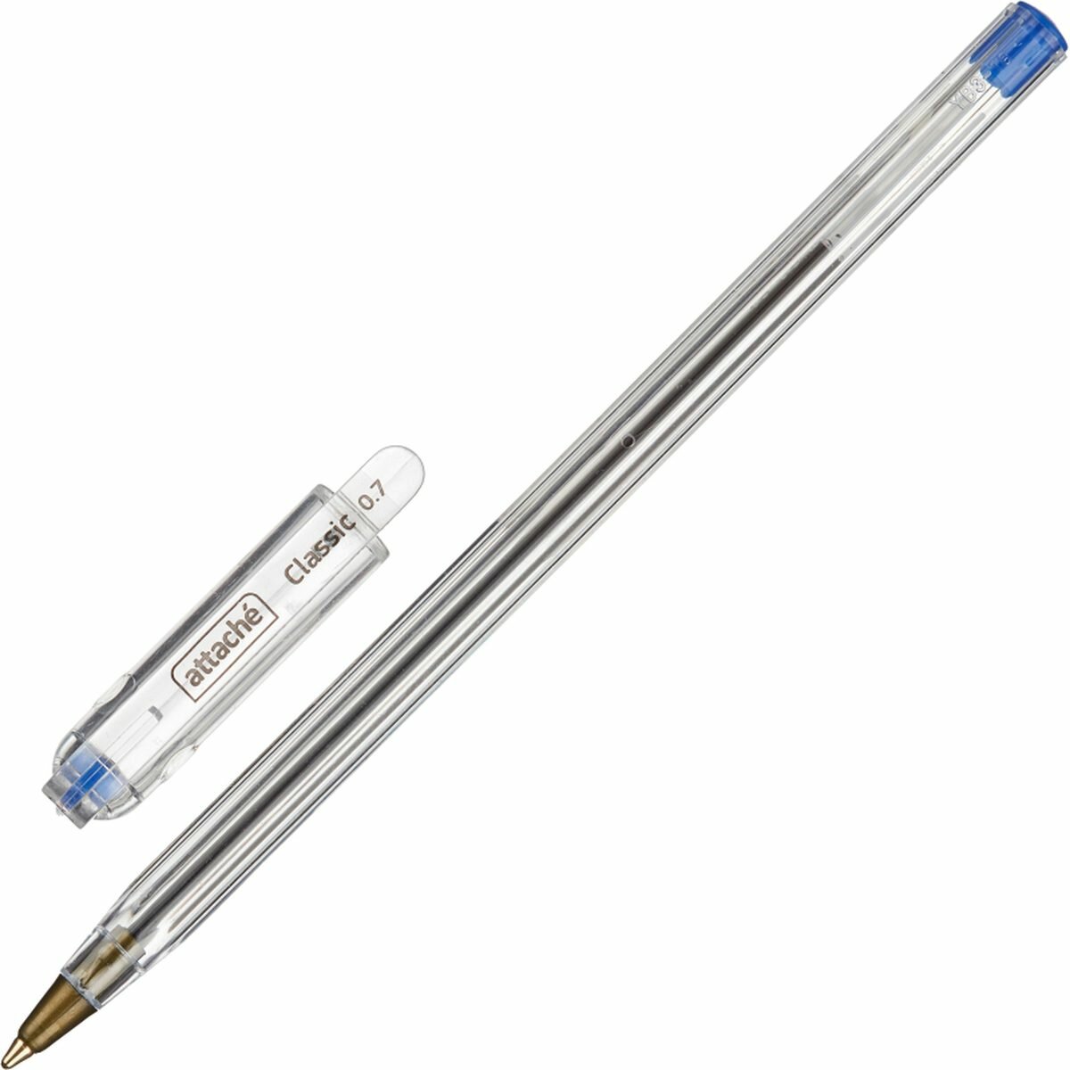 Ручка шариковая Attache Classic (0.7мм, синяя, корпус прозрачный), 2000шт.