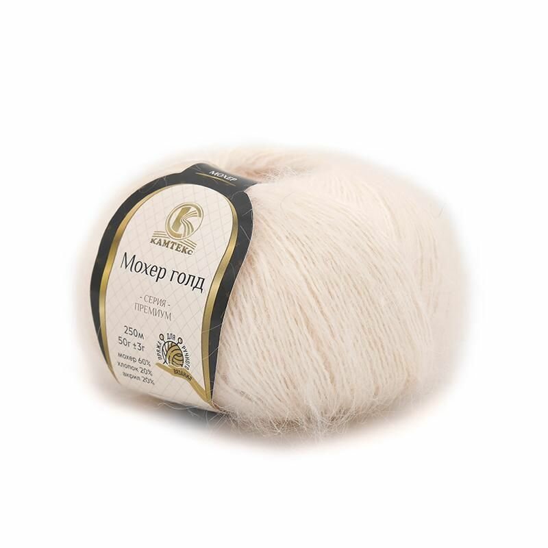 Пряжа Камтекс Мохер голд 134 фарфоровый (50г/250м, упаковка 10 мотков)