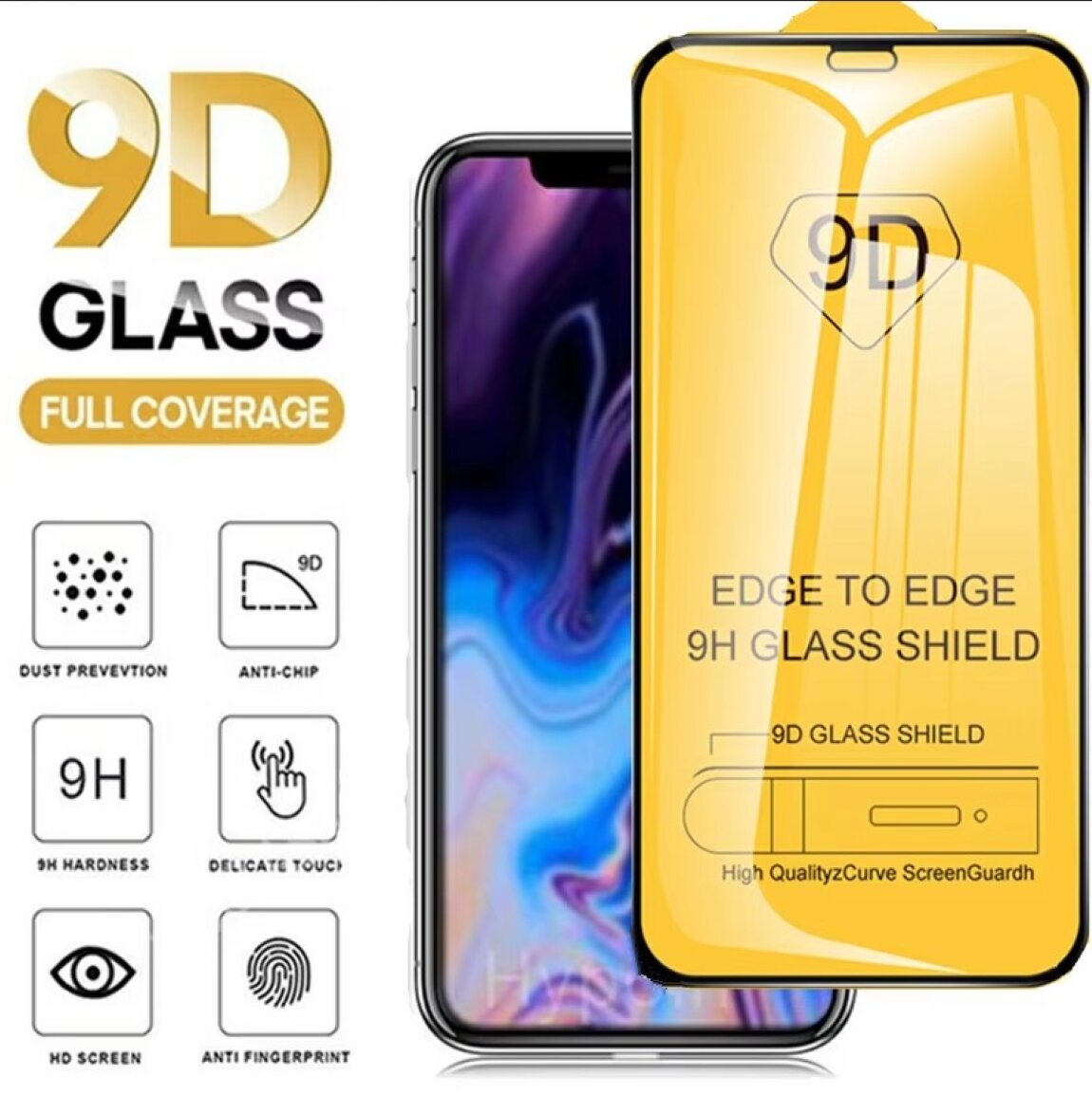 Защитное стекло Full Glue для iPhone XR на полный экран, Черный