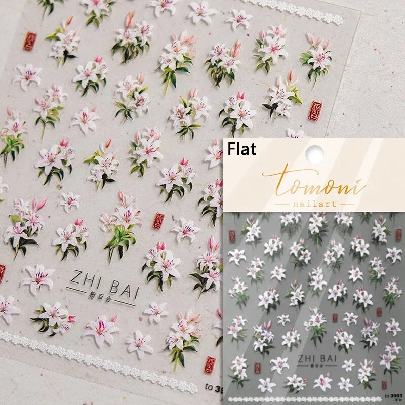 Наклейки для ногтей Tomoni Flat, цветы, MP5779TO3903