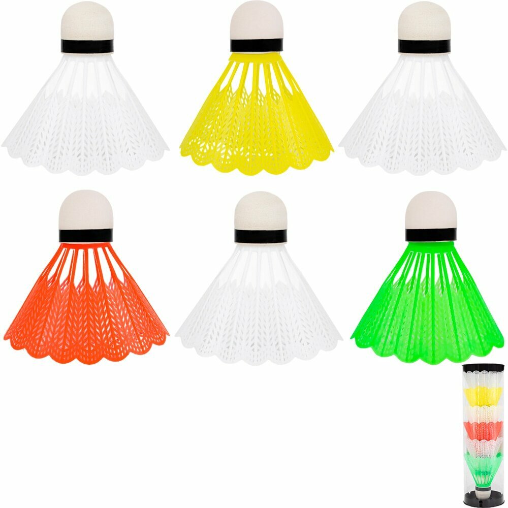 Воланы КНР 6 шт цветные, утяжеленные, в тубе (FG230920011)