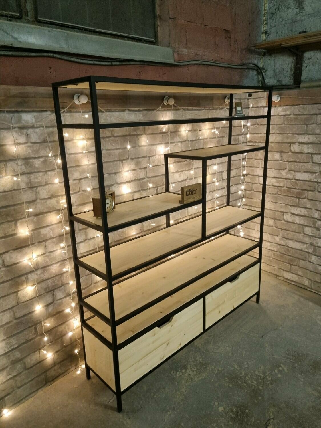 Стеллаж "EasyLOFT" в стиле лофт, с ящиками, для дома и офиса, 150х35х175 см.