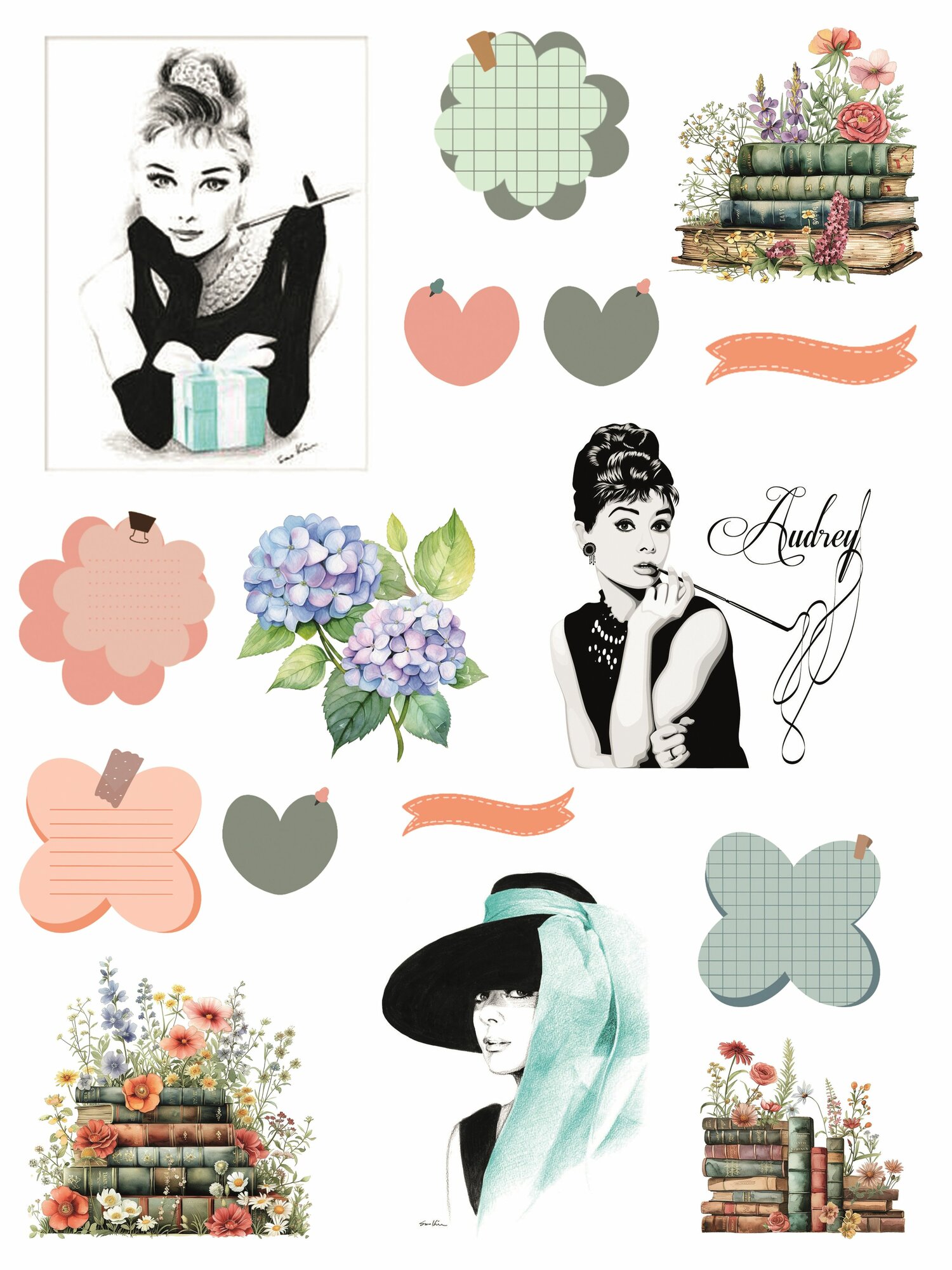 Одри Хепберн наклейки стикеры Audrey Hepburn