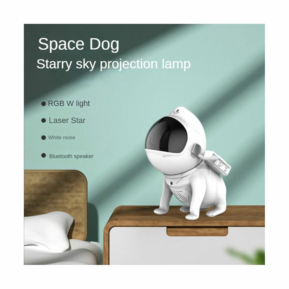 Звездный проектор Galaxy Night Light Space Dog LED Starry Nebula Lamp with Bluetooth Speaker APP Remote Control Nebula, C**