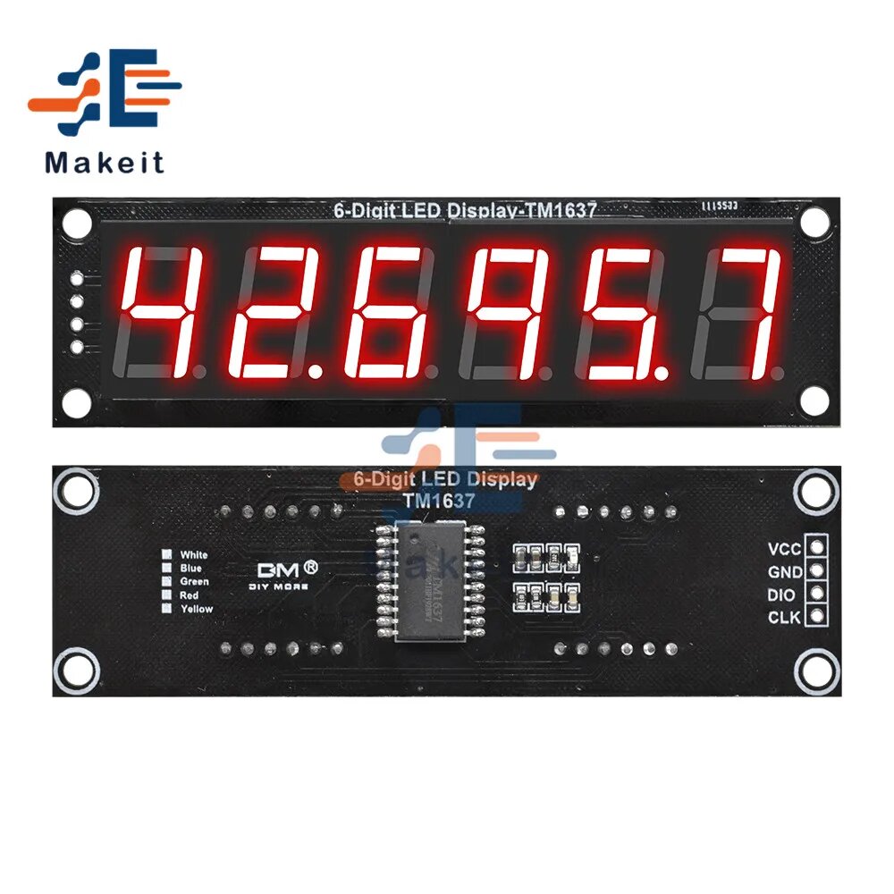 6-значный LED дисплей TM1637, красный, 0.56 inch