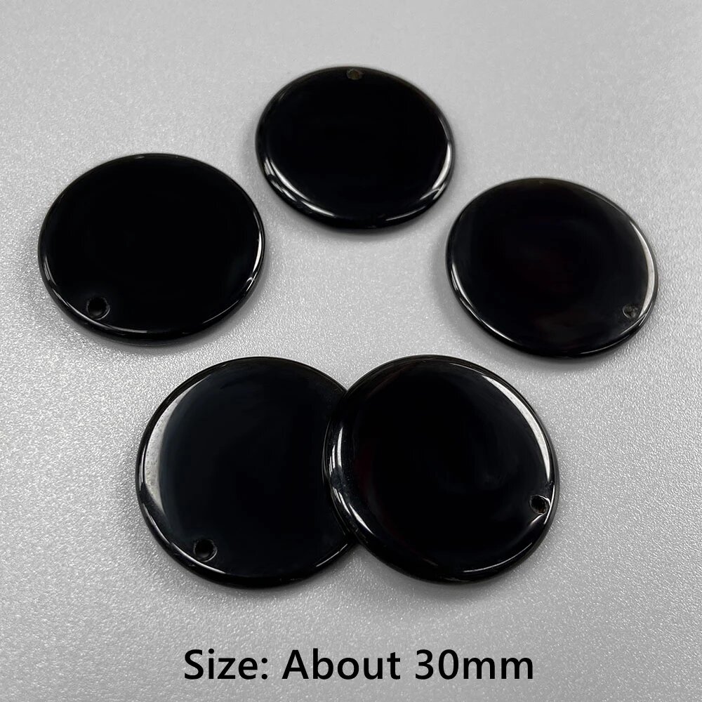 RISYF Обсидиан Кулон из Камня 30мм Черный, 3 Pieces, 8. Black Obsidian
