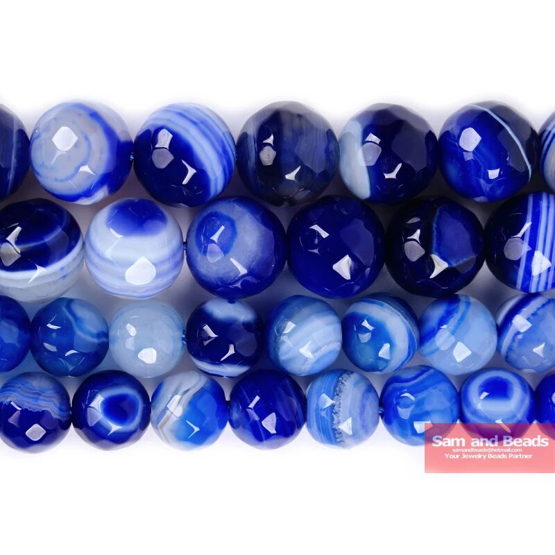 Граненые бусины из агата MOON BEADS PSB01 Синий, 6mm 60pcs, Lapis Blue