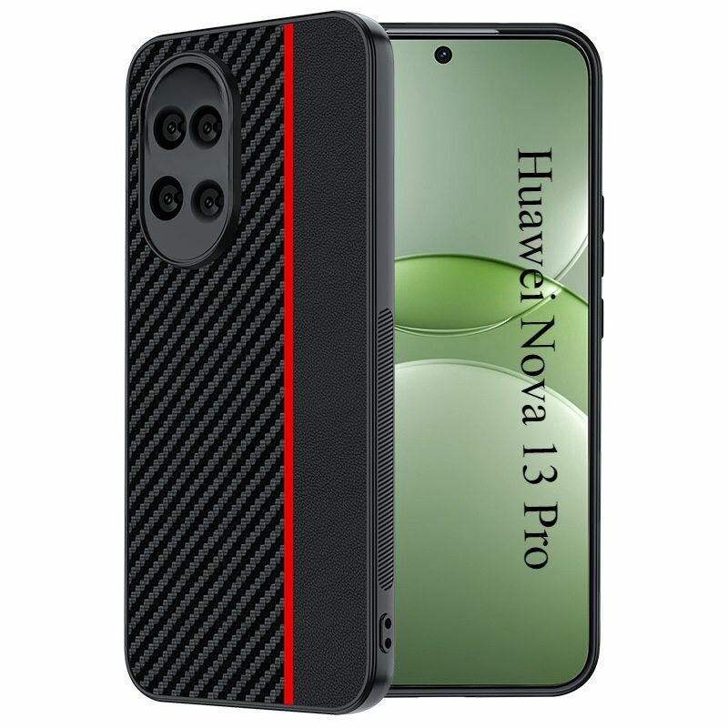 Чехол для Huawei Nova 13 Pro (Хуавей Нова 13 Про), Роскошная кожа и матовой отделкой под карбон , Ретро