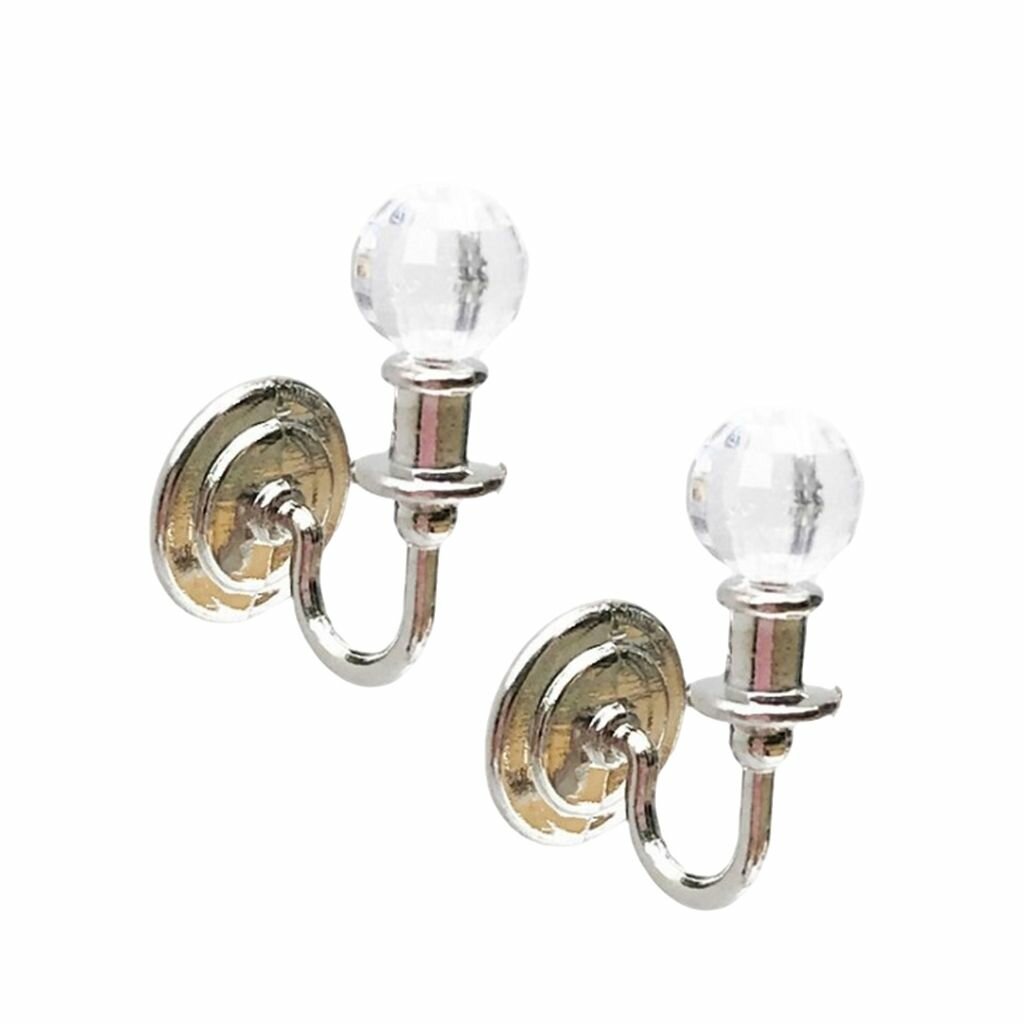 Металлический настенный светильник с кристаллами для кукольного домика 1:12 - серебристый