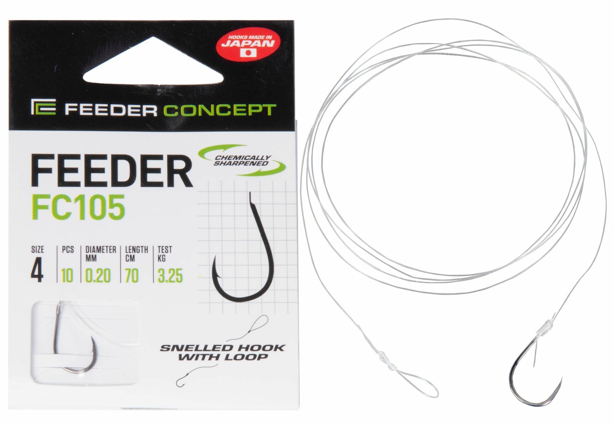 Крючки для рыбалки с поводком металлические набор на щуку и сома, FC FEEDER сер. FC105 70см, разм.004, 0,20мм 10шт, снасти карповые летние