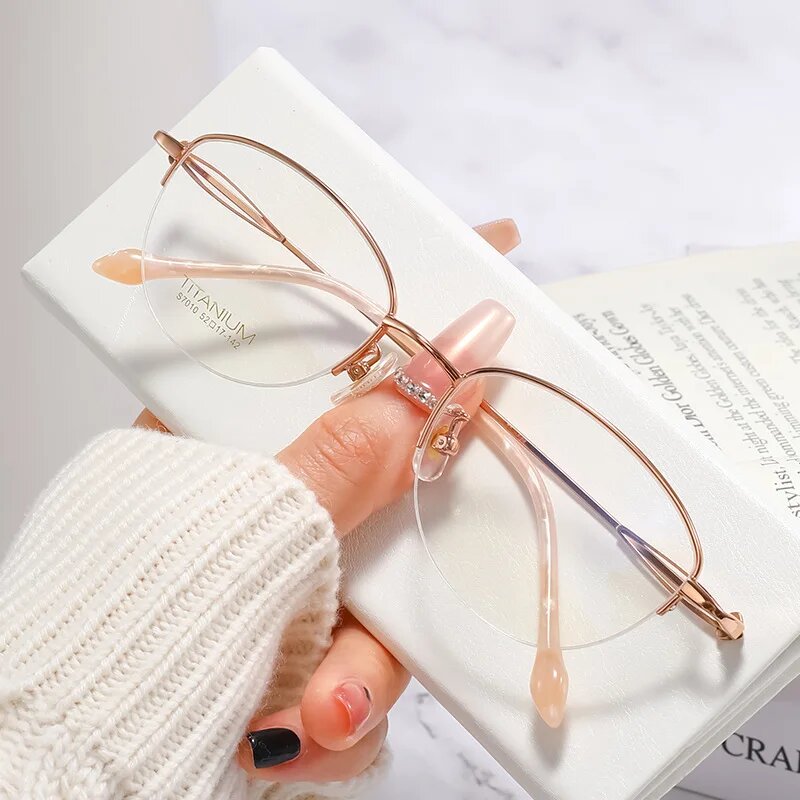 Очки ретро S7010T rose gold, титан, +50