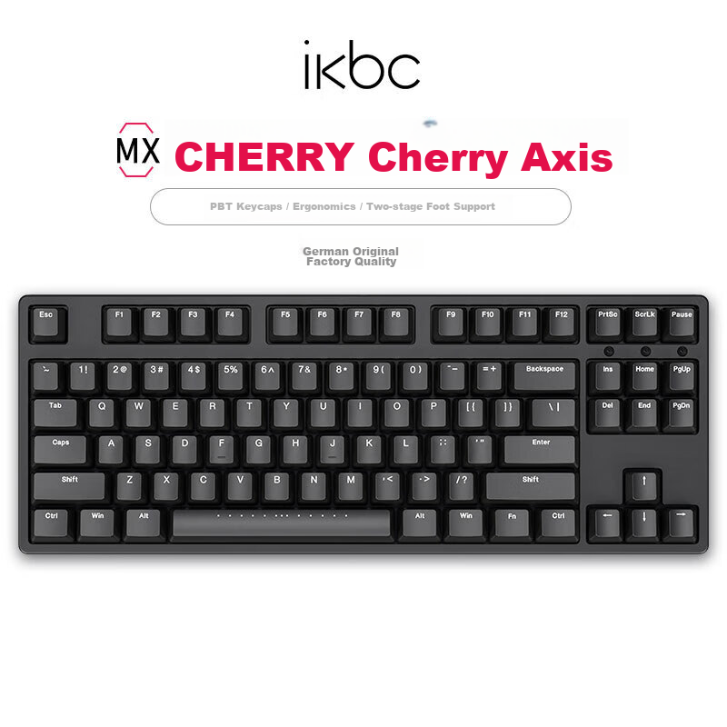 Ikbc W200 Wireless Mechanical Keyboard, Cherry Mechanical Keyboard for Office And Gaming, Cherry Keyboard with 87 Keys, Black, Brown Switch