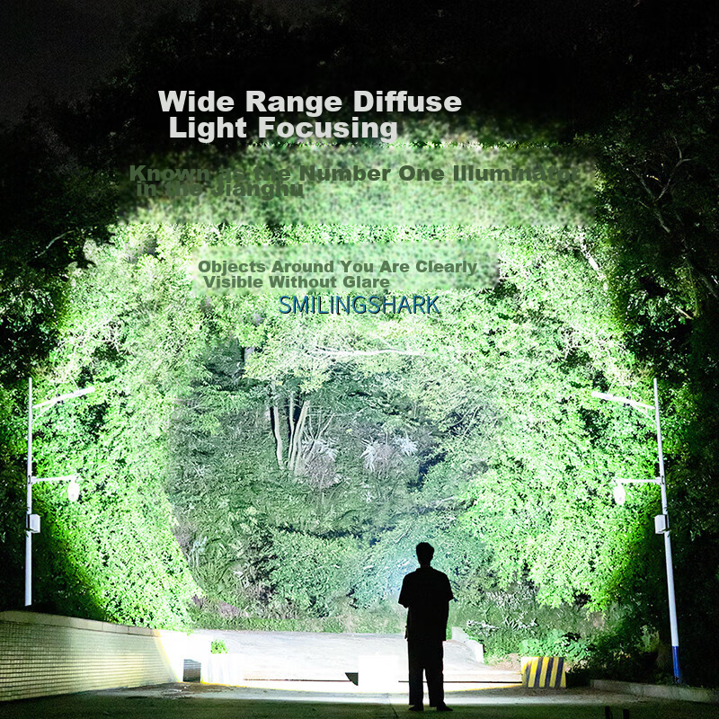 SMILING SHARK White Laser Flashlight, High Brightness, Long-Range, Ultra-Bright, Long-Lasting, Outdoor Rechargeable, Home LED