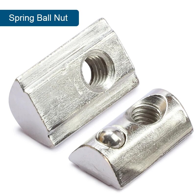 HOWSHENG Свернутая пружинная Т-образная гайка из углеродистой 20 series M5 10pcs, Spring Ball Nut