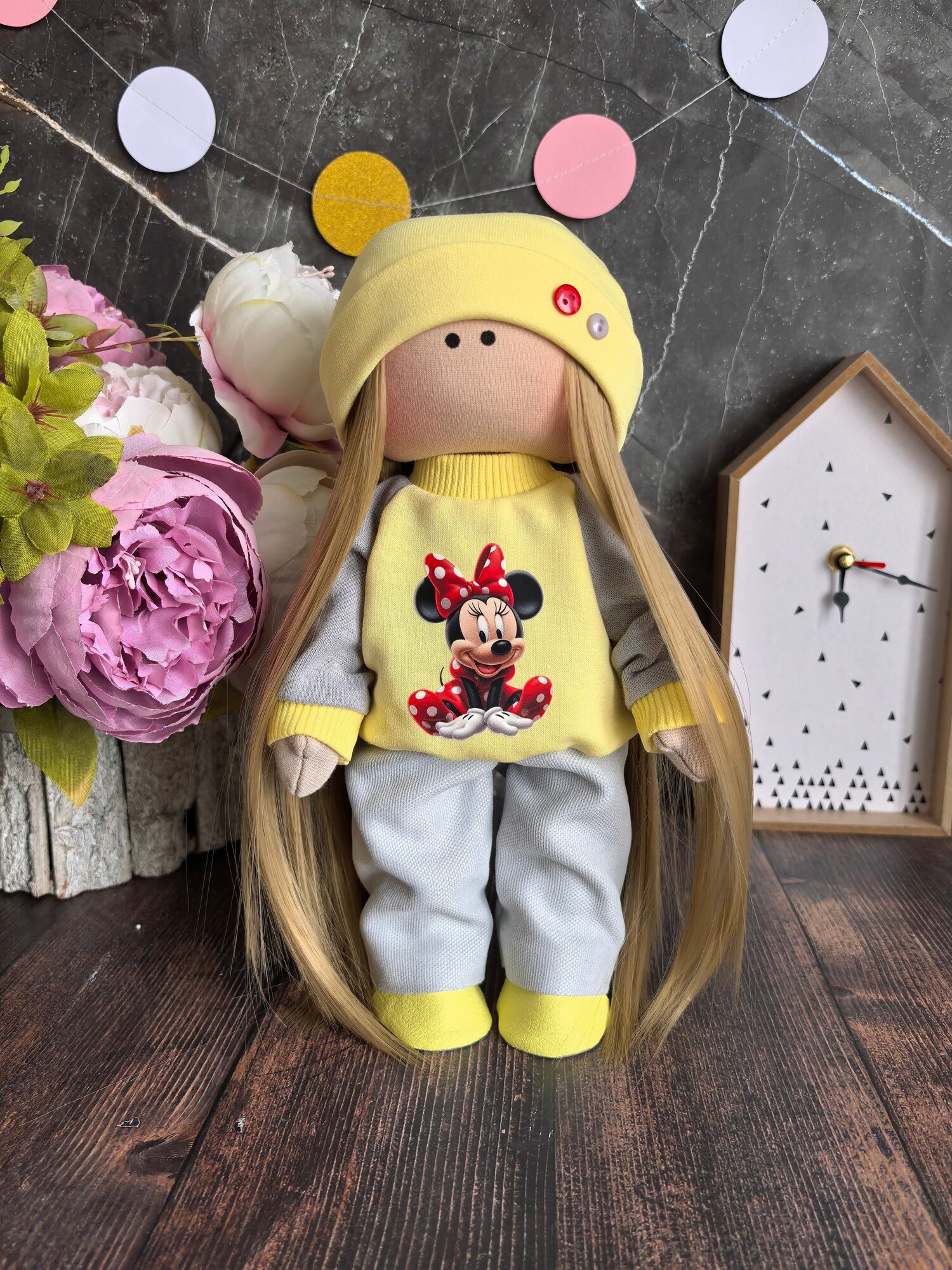 Интерьерная текстильная кукла Тильда 28 см ручной работы