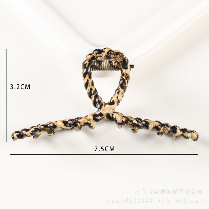 Заколка Twist cross, леопардовый узор, 7,5 см