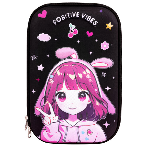 Пенал Юнландия большой, 1 отделение, 1 откидная планка, карман, полиэстер/EVA, Anime sign, 273194