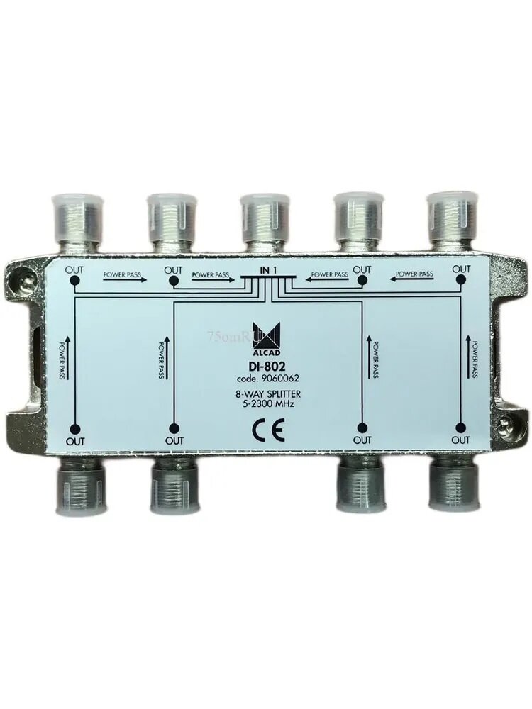 Делитель эфирного и спутникового ТВ сигнала ALCAD DI-802 на 8 выходов, 5-2300 МГц