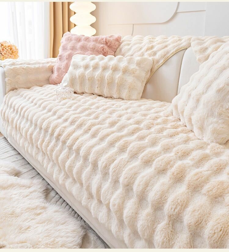 Мягкий чехол на диван, Противоскользящий/теплый/удобный, Супер толстый кроличий плюш Чехол для дивана -lj