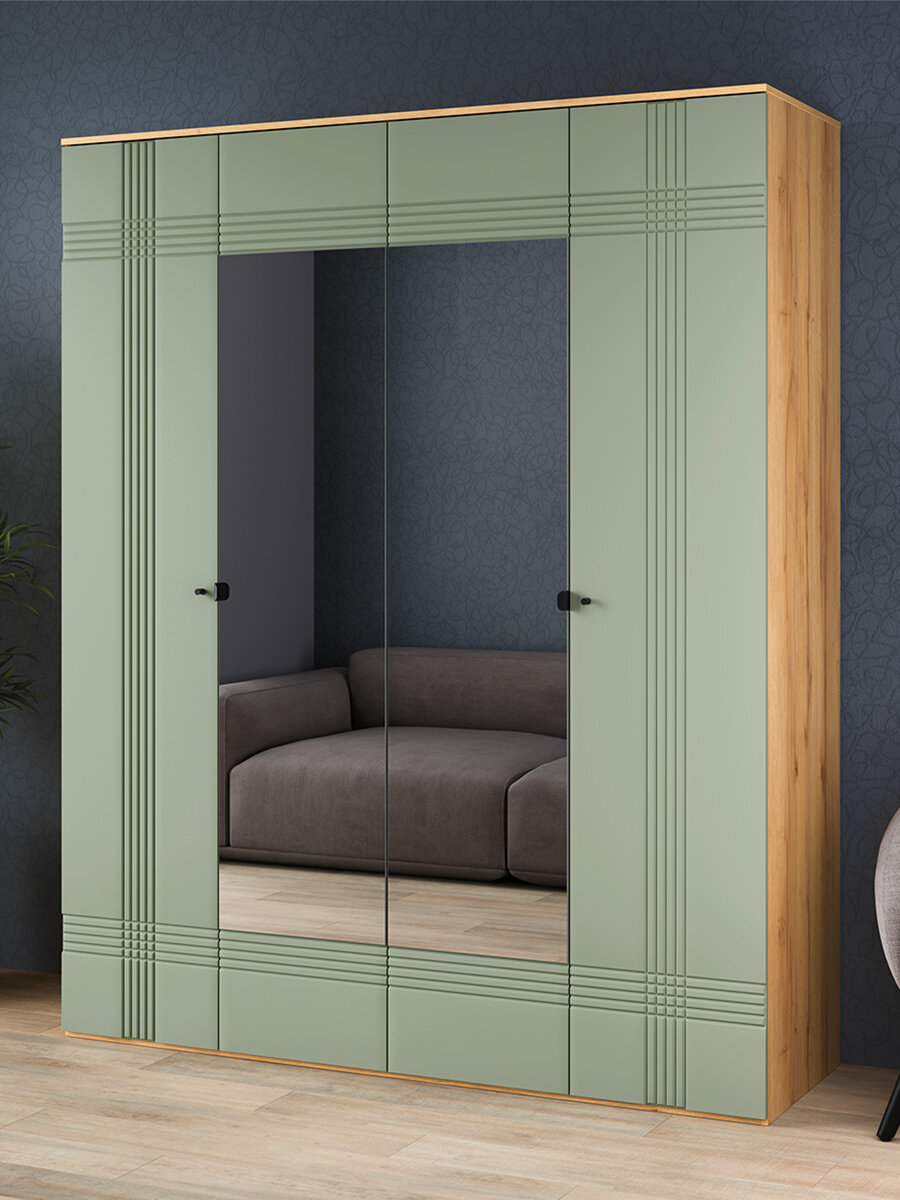 Шкаф распашной Кураж Вега Саксония, ЛДСП, МДФ, с зеркалом, 179x57x221 см